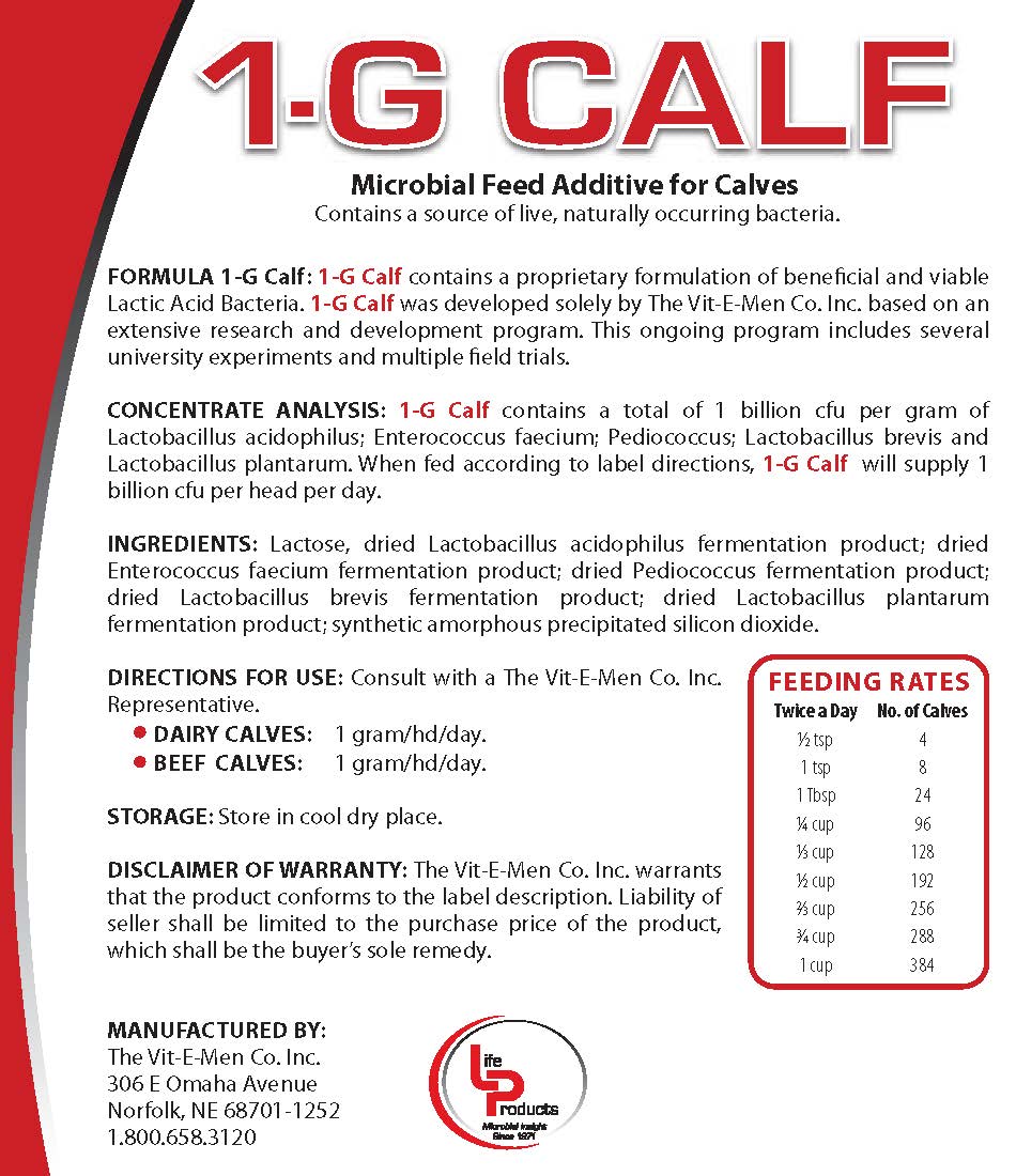 1-G Calf Probiotics – Life Products Inc