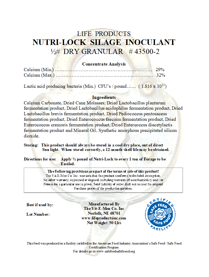 Nutri-Lock Silage Dry Inoculant – Life Products Inc